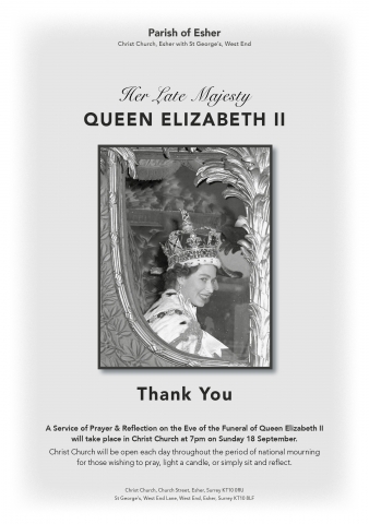 Service of Prayer & Reflection on the Eve of the Funeral of Queen ...